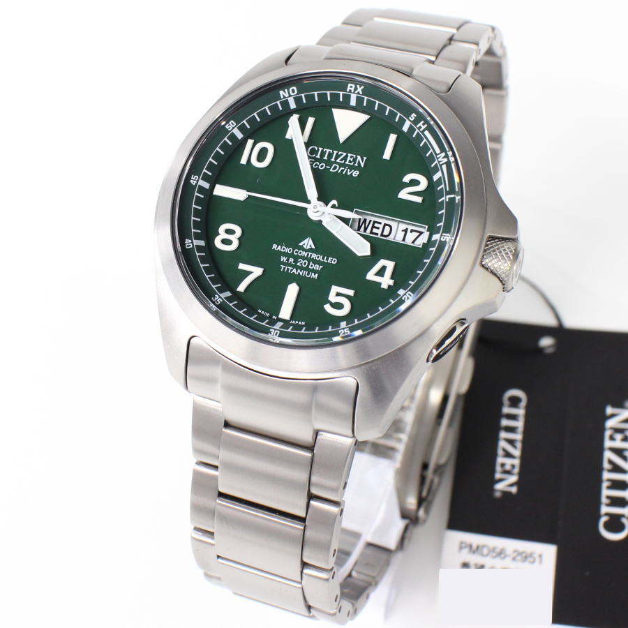【楽天市場】【耐磁1種】シチズン CITIZEN PROMASTER LAND PMD56-2951 エコ・ドライブ 電波時計 グリーン文字盤 ...