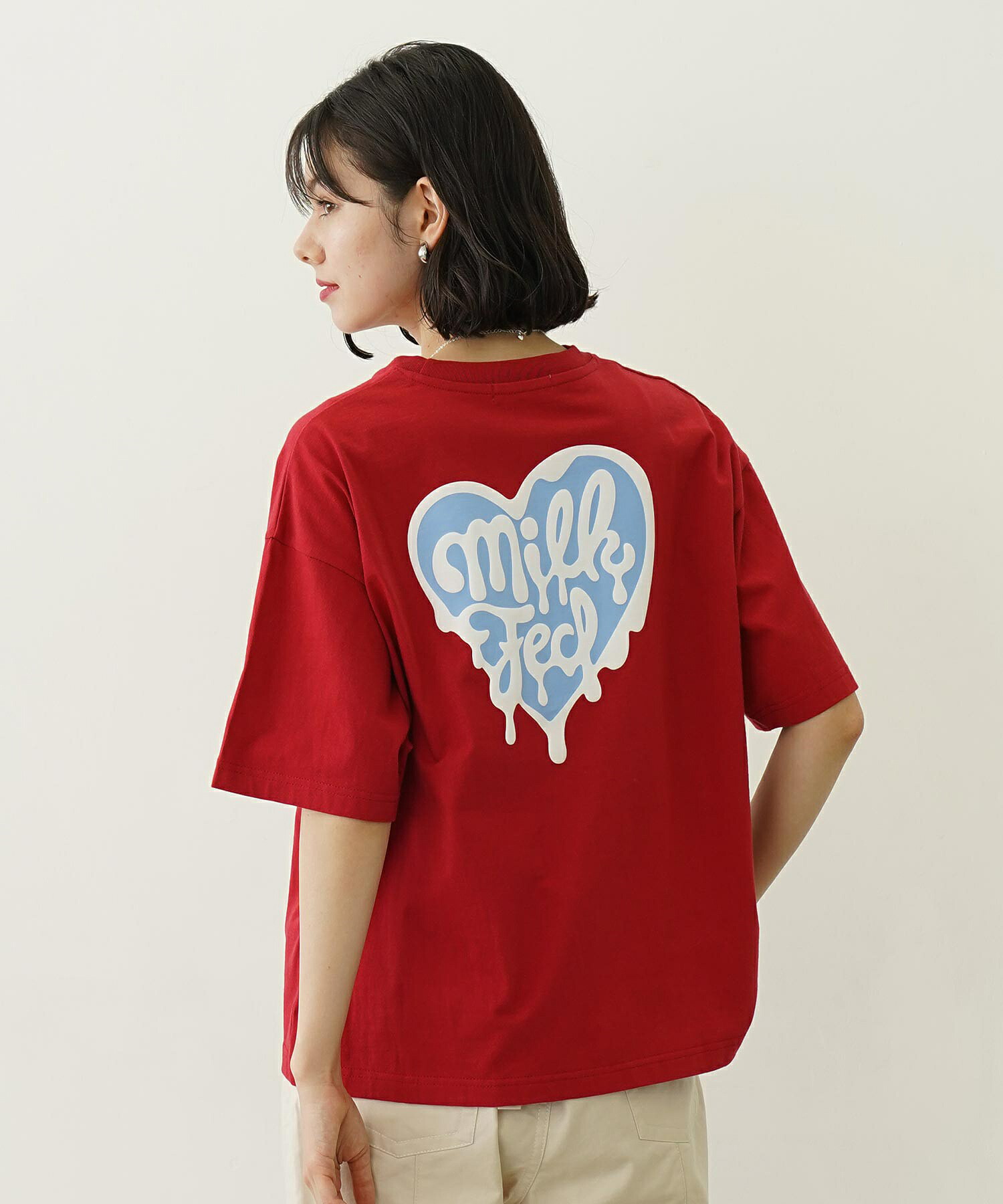 【楽天市場】【公式】MILKFED. ミルクフェド MELTY HEART FOAM PRINT WIDE S/S TEE 半袖Tシャツ ...