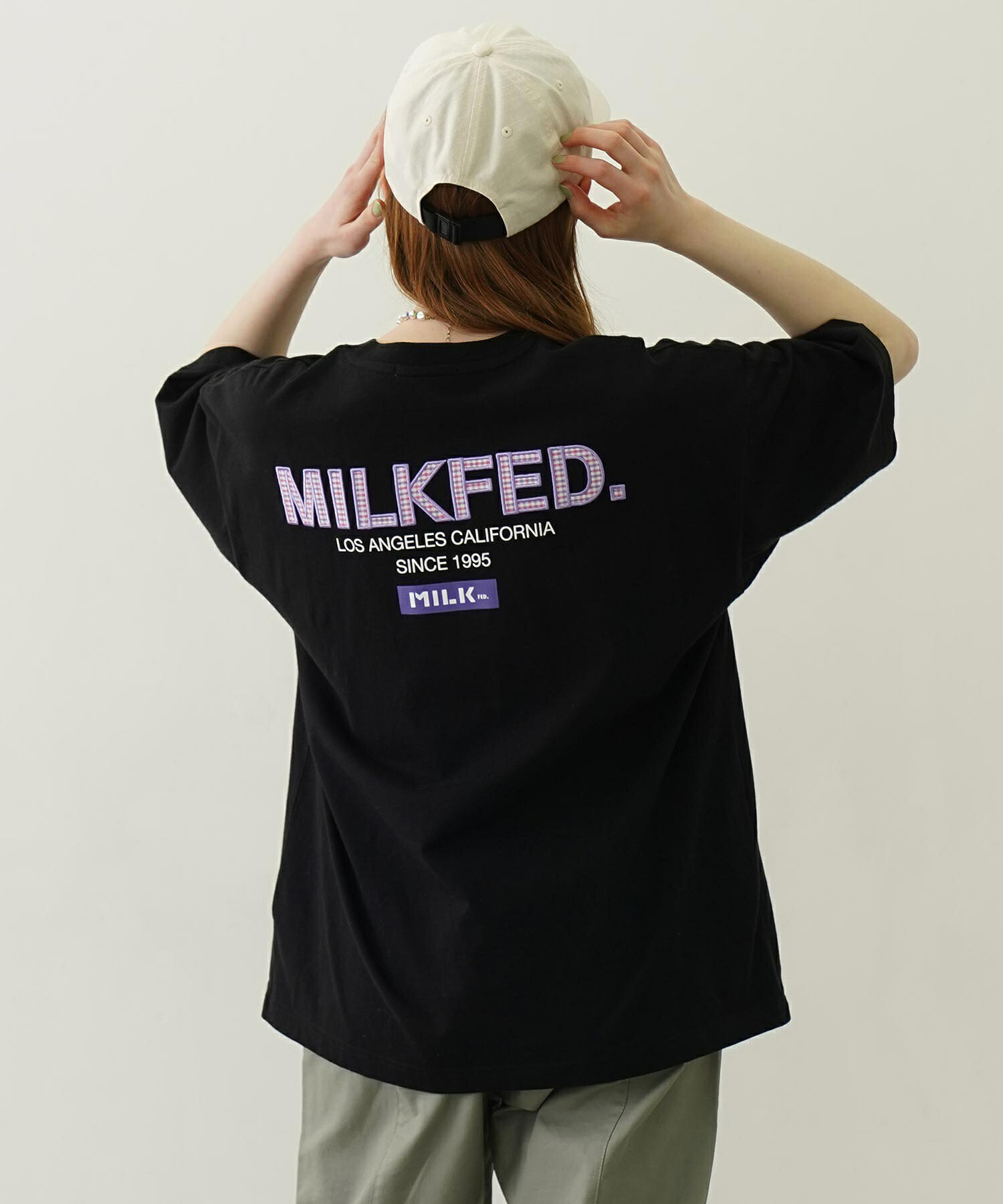 【楽天市場】【公式】MILKFED. ミルクフェド MILKFED. PLAID LOGO WIDE S/S TEE 半袖Tシャツ トップス ...