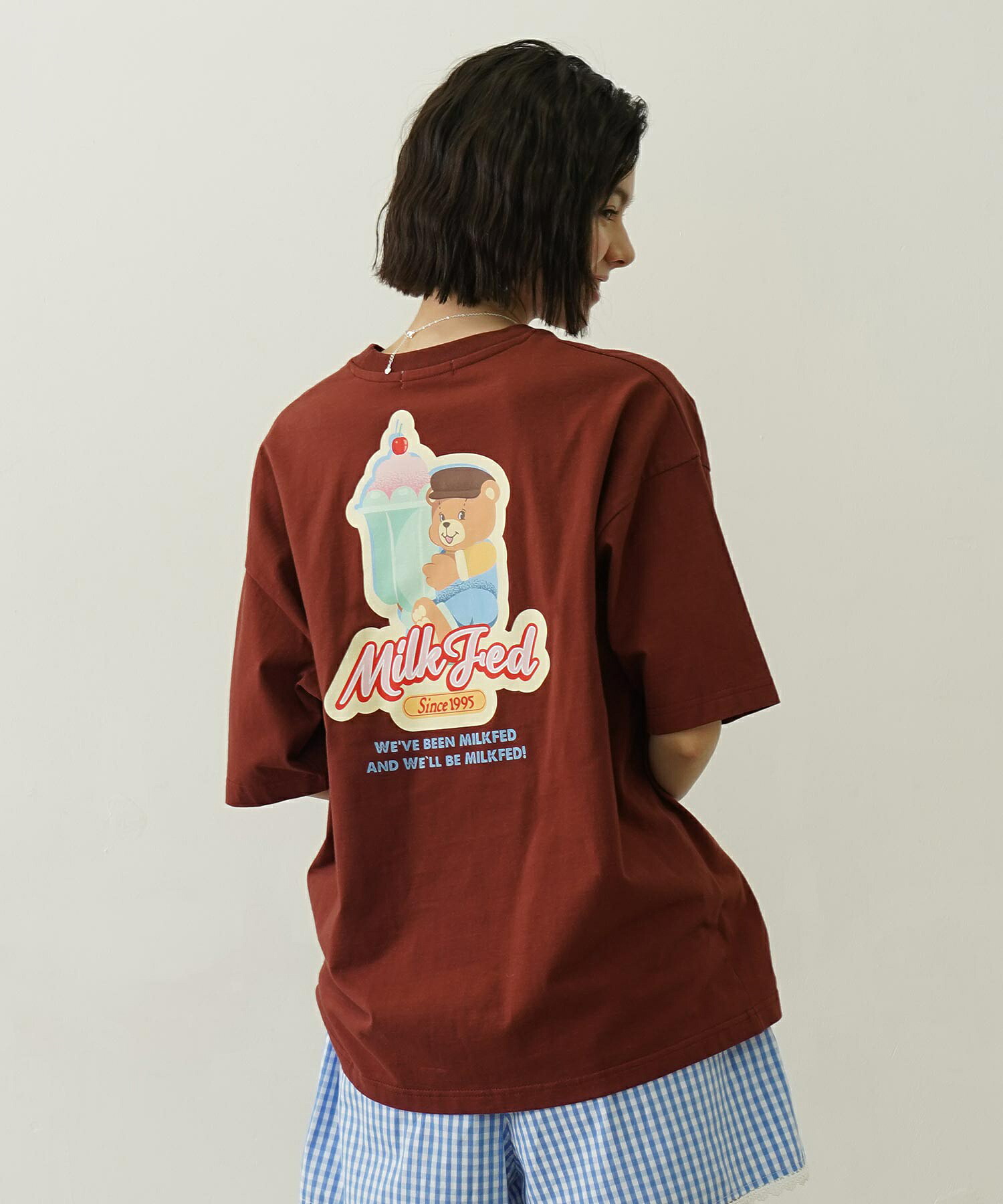 【楽天市場】【公式】MILKFED. ミルクフェド BEAR AND PARFAIT WIDE S/S TEE 半袖Tシャツ トップス ...