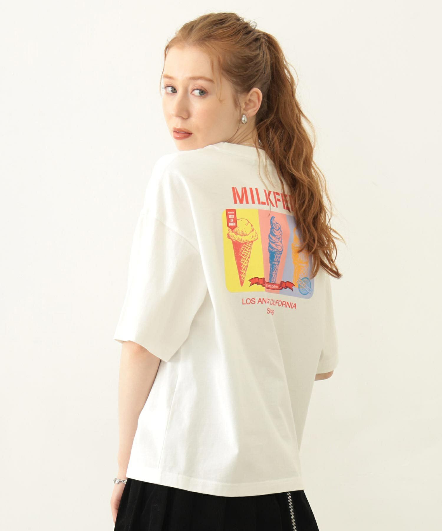 【楽天市場】【公式】MILKFED. ミルクフェド TRIPLE ICE CREAM WIDE S/S TEE 半袖Tシャツ トップス ...