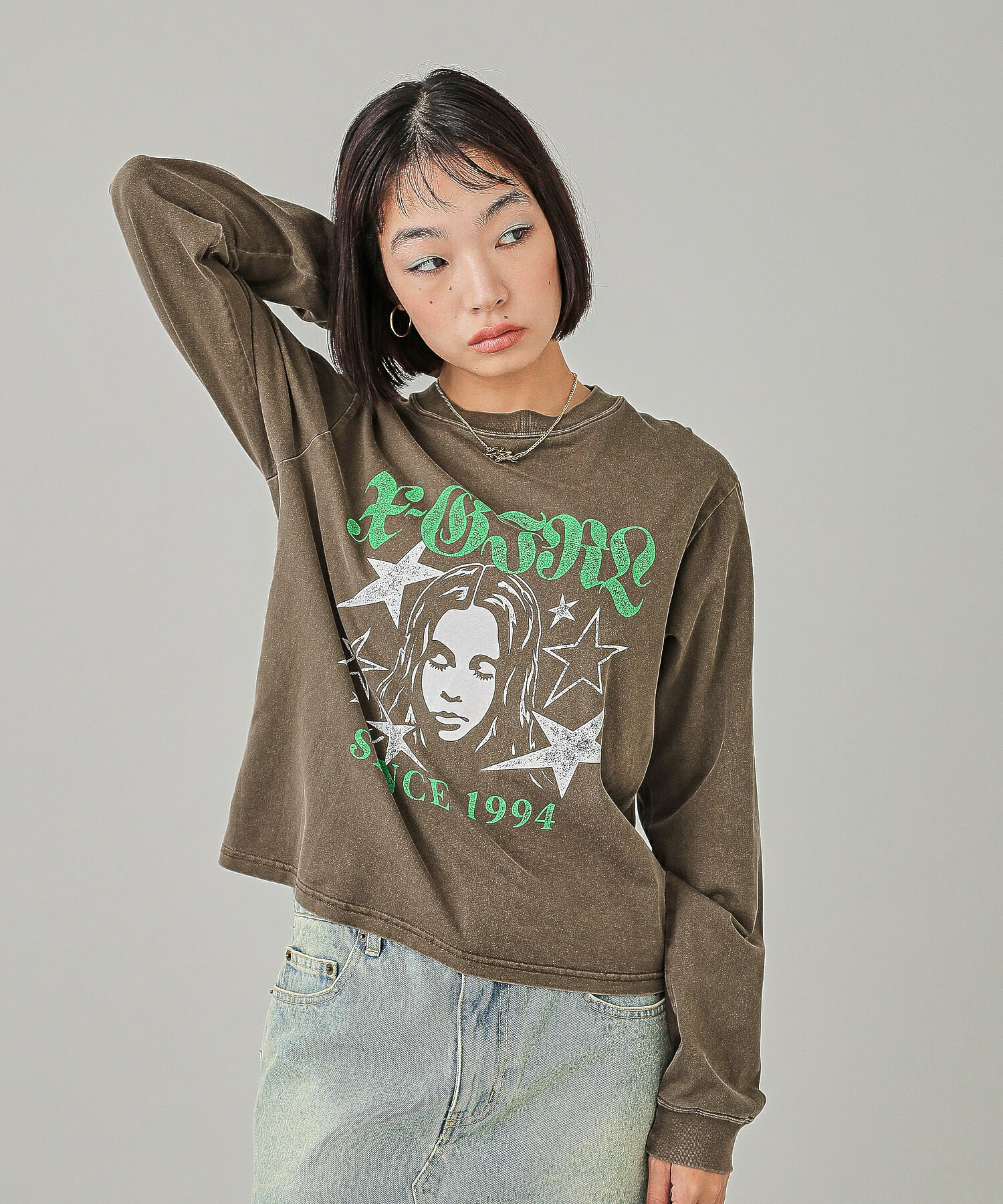 【楽天市場】【公式】X-girl エックスガール STAR AND FACE LOGO FADED L/S TEE 長袖Tシャツ ロンT Y2K：XLARGE X-girl公式calif楽天市場店