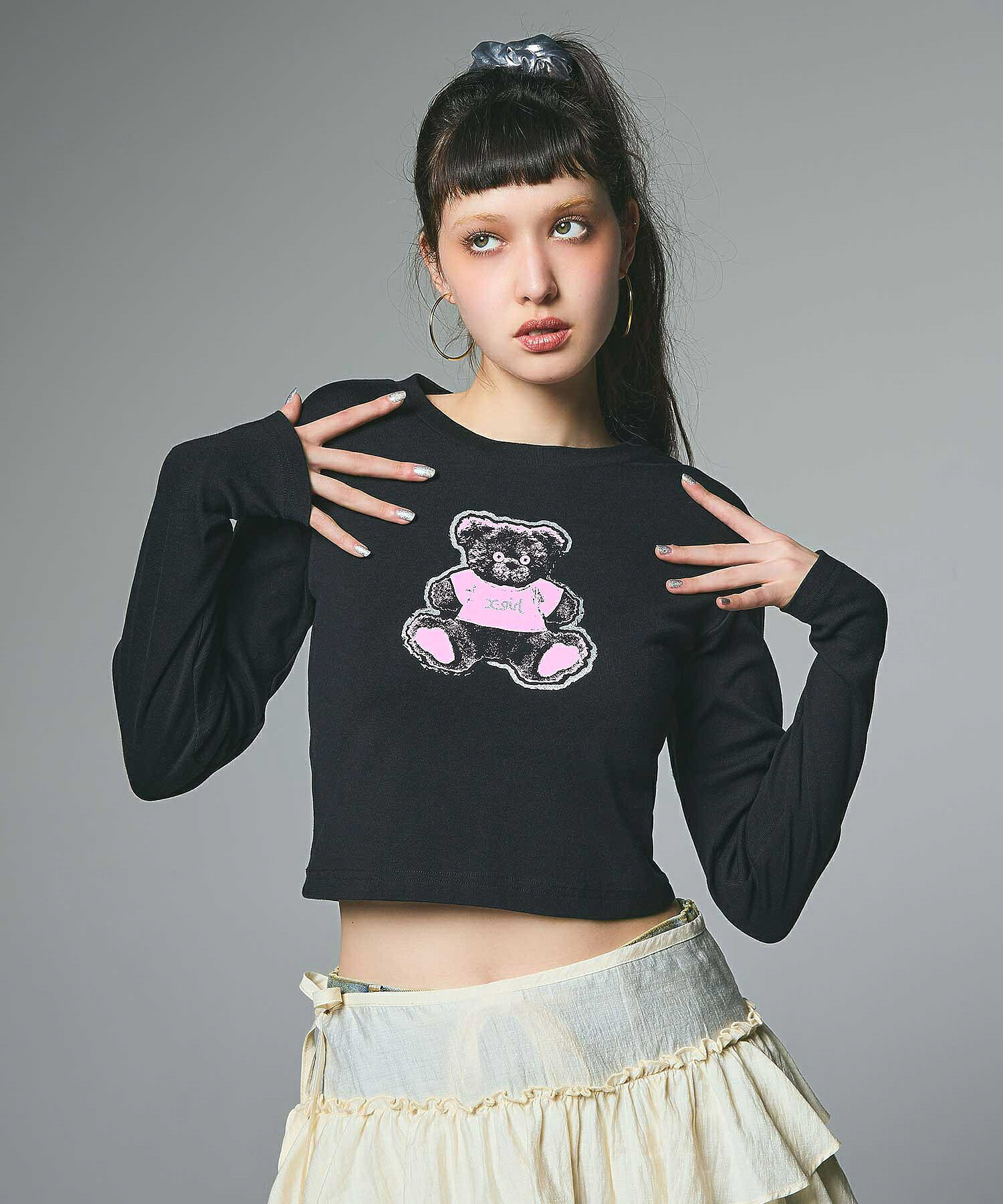 【楽天市場】【公式】X-girl エックスガール STUFFED BEAR L/S BABY TEE 半袖Tシャツ ちびT ストリート ...