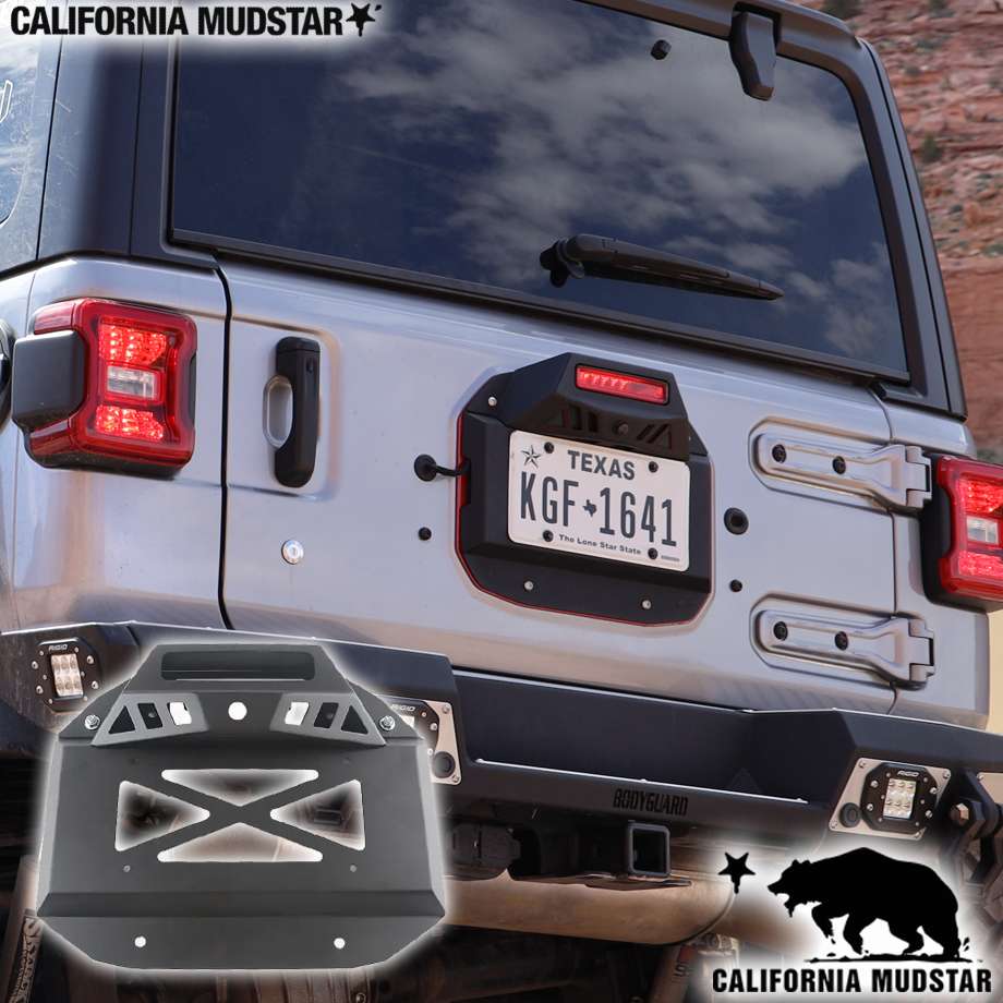 【楽天市場】【カリフォルニアマッドスター/CALIFORNIA MUDSTAR★】18y- ジープ ラングラー JL | テールゲートライセンスプレートホルダー ブラック：キャルウイングパーツ ...