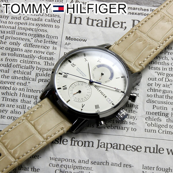 【楽天市場】TOMMY HILFIGER トミーヒルフィガー 腕時計 ウォッチ クオーツ メンズ 男性用 日常生活防水 カレンダー ベージュ ...