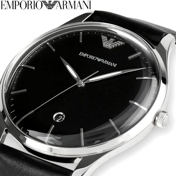 【楽天市場】アルマーニ 腕時計 メンズ 革ベルト レザー ブランド 人気 ブラック シルバー ビジネス ギフト AR11287 エンポリオ ...