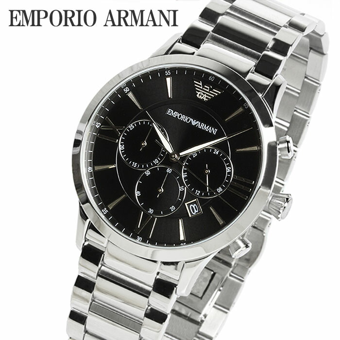 【楽天市場】エンポリオアルマーニ EMPORIO ARMANI 腕時計 時計 メンズ ウォッチ シルバー ブラック アナログ クロノグラフ ...