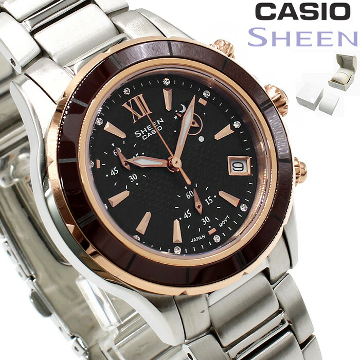 【楽天市場】CASIO カシオ 腕時計 レディース 母の日 手表 SHEEN シーン クリスタルインデックス ブロンズ×ローズゴールド：CAMERON