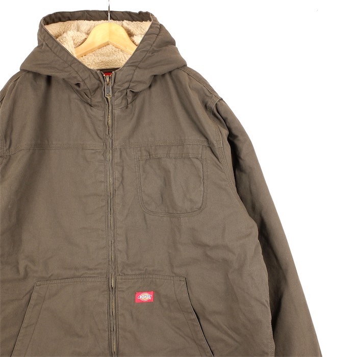 【楽天市場】大きいサイズ メンズUS-2XLサイズ ディッキーズ キャンバスコットンフーデッドジャケット シェルパライナー オリーブグリーン系 胸囲約154cm Dickies パーカー 裏 ...