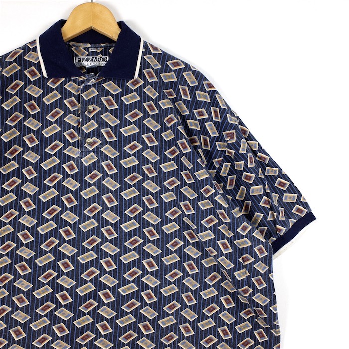 【楽天市場】大きいサイズ メンズUS-XXLサイズ 90's FIZZARO COLLECTION 半袖鹿の子ポロシャツ ストライプ＆レクタン ...