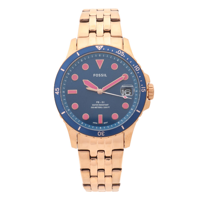【楽天市場】フォッシル 腕時計 レディース FB-01 ブルー ローズゴールド es4767 FOSSIL：カオパニ楽天市場店