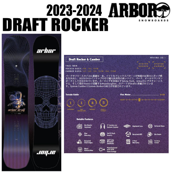 【楽天市場】☆23-24モデル☆正規商品☆ARBOR(アーバー) DRAFT ROCKER サイズ：148／152／155W【オリジナルエッジ ...
