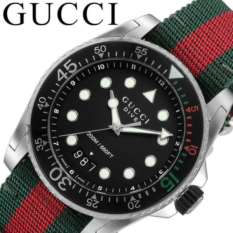 【楽天市場】グッチ 腕時計 GUCCI 時計 ダイブ DIVE メンズ 男性 ブラック グリーン / レッド YA136209A 人気 ...