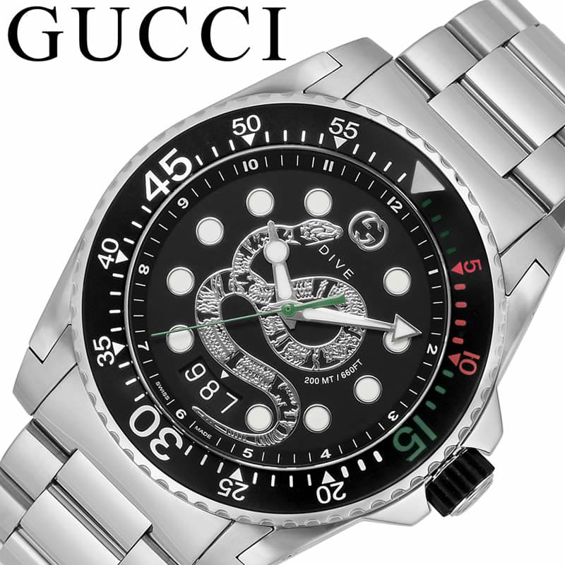 【楽天市場】グッチ 腕時計 GUCCI 時計 ダイヴ DIVE メンズ YA136218 男性 ブラック シルバー イタリア ブランド 高級 ...