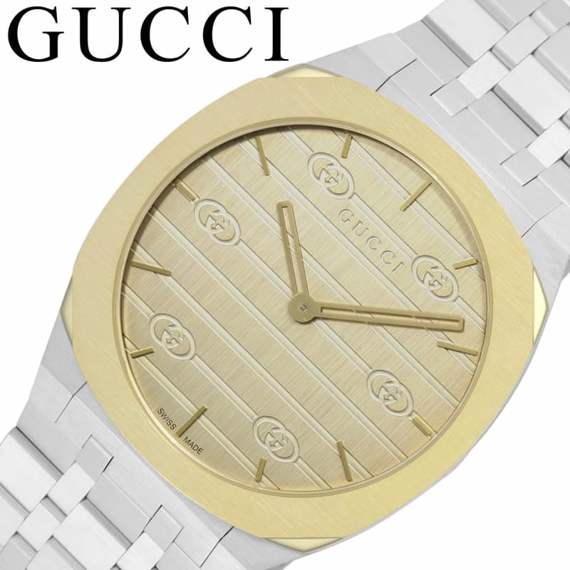 【楽天市場】グッチ 腕時計 GUCCI 時計 25H ユニセックス YA163405 ゴールド シルバー イタリア ブランド 高級 ...