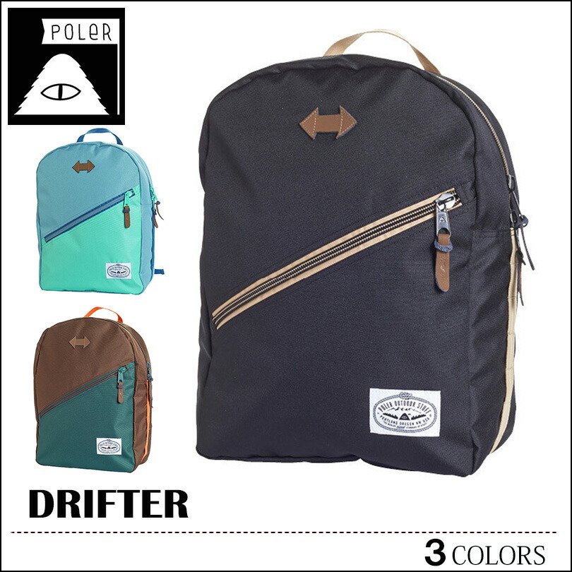 【楽天市場】POLER ポーラー リュック バックパック デイパック 旅行 通勤 通学 DRIFTER PACK ブラック ブルー ブラウン バッグ BAG サーフ アウトドア メンズ ...