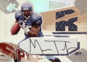 【楽天市場】マルクス・トラファント Marcus Trufant 2003 SPx Rookie Autographed Jersey 1 ...