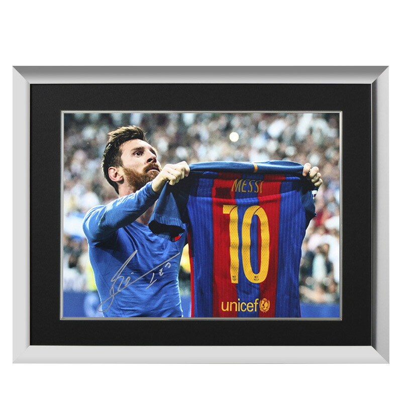 【楽天市場】リオネル・メッシ 直筆サインフォト FC バルセロナ クラシコ セレブレーション 額装 (Lionel Messi ...