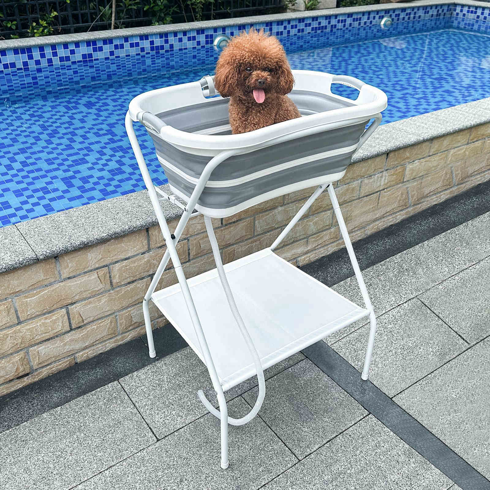 【楽天市場】マラソン12%offクーポン～犬 バスタブ ペット用バスタブ 折りたたみ スタンド付き 猫犬浴槽 猫犬お風呂用 折りたたみたらい ...