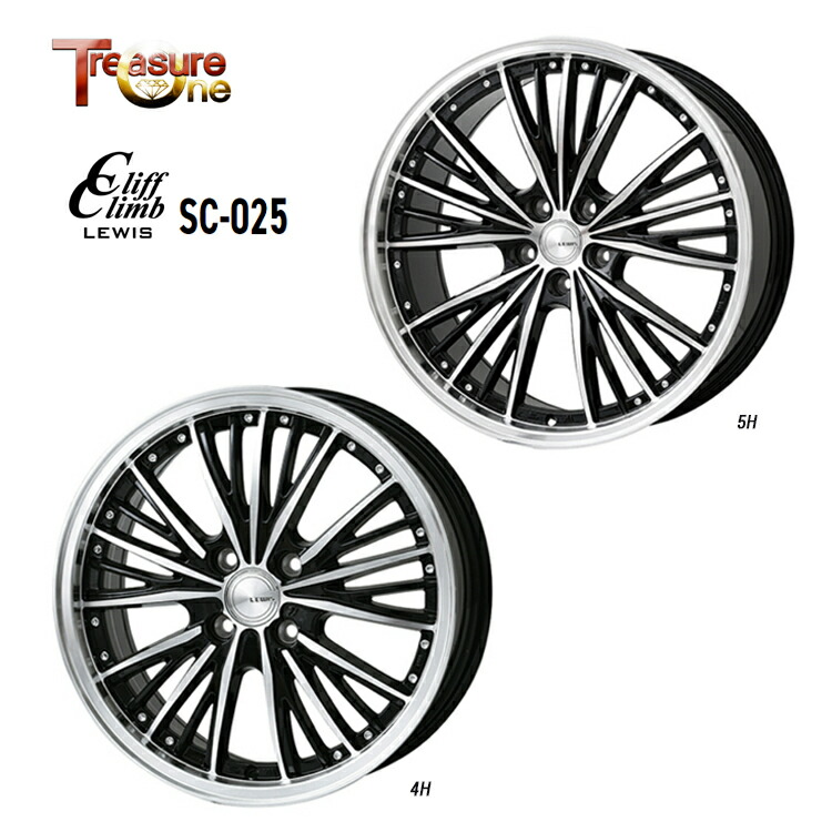 【楽天市場】送料無料 トレジャーワン クリフクライム ルイス SC-025 5J-16 +45 5H-100 TreasureOne CliffClimb LEWIS SC-025 (BKP ...