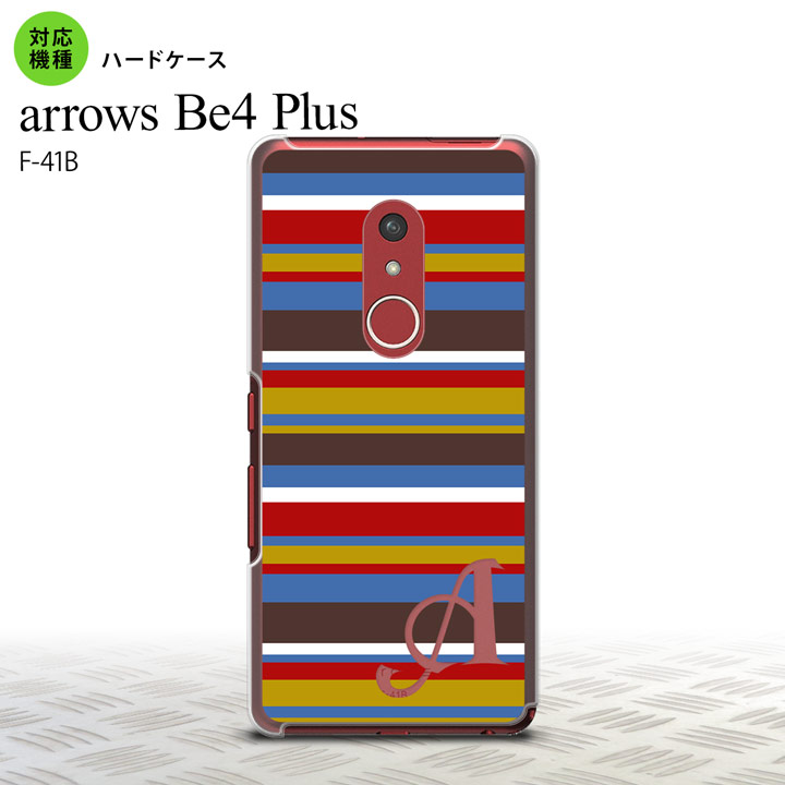 【楽天市場】F41B arrows Be4 Plus スマホケース ハードケース ボーダー ブルーブラウン +アルファベット メンズ ...
