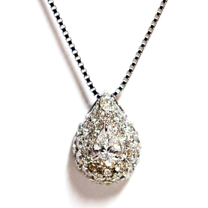 【楽天市場】エッグドロップダイヤモンドペンダントネックレスペアシェープpt900pt850プラチナ：CASHO