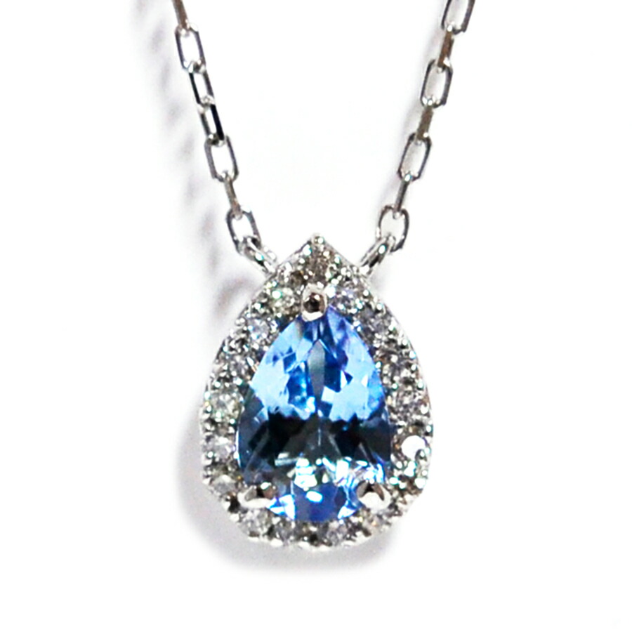 【楽天市場】アクアマリンドロップヘイローペンダントネックレスプラチナpt900pt850：CASHO