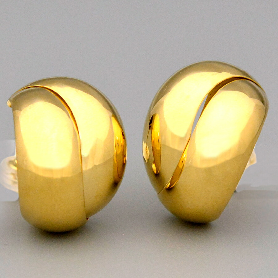 【楽天市場】ダブルドームワイドセミフープピアスK18イエローゴールドLサイズ 14mm*20mm：CASHO