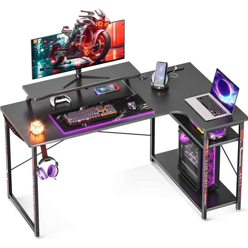 【楽天市場】ODK ゲーミングデスク パソコンデスク 幅130 l字デスク コンセント付き pcデスク デスク 机 ラック付き コーナーデスク 収納 オフィスデスク 組立簡単：Catwalks ...