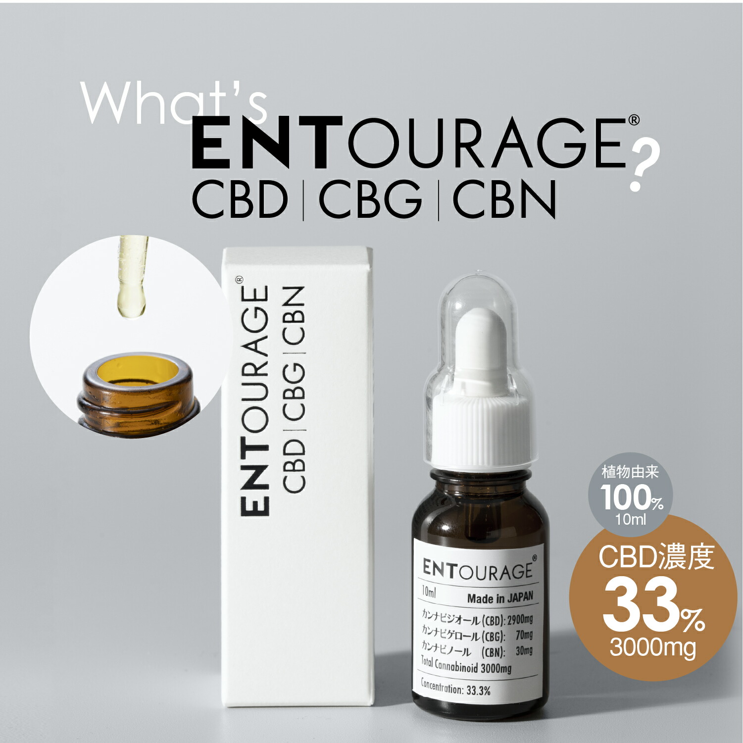 【楽天市場】【新商品】CBDオイル 高濃度 CBD CBG CBN 33% ブロードスペクトラム ENTOURAGE アントラージュ効果 癲癇 ...