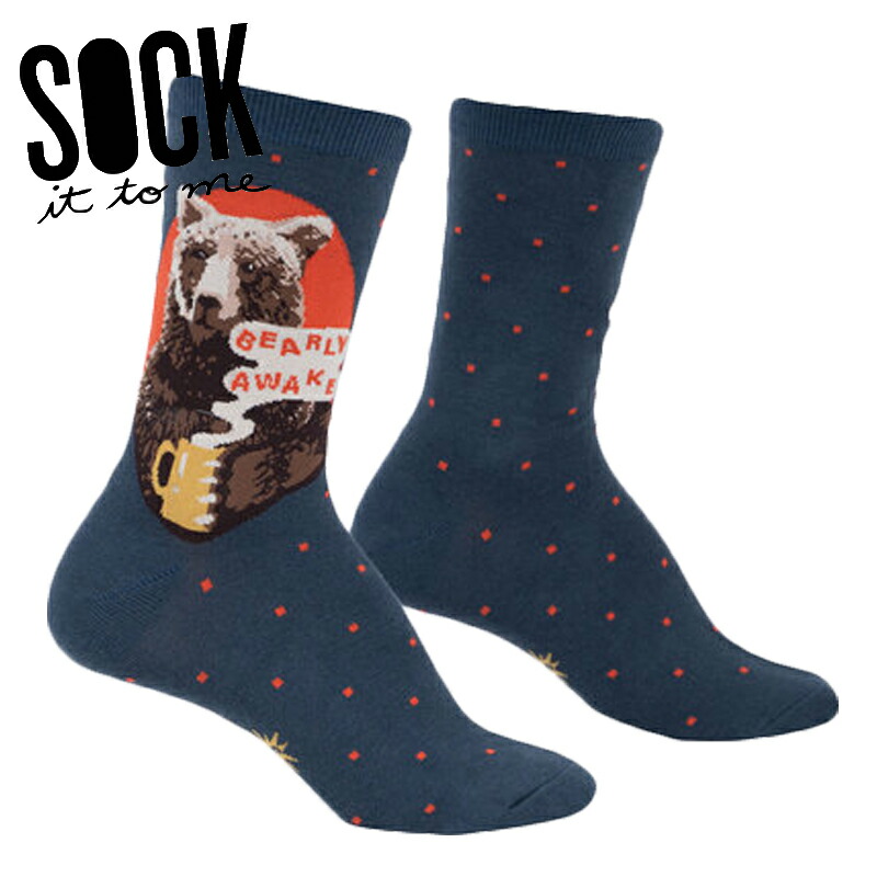 【楽天市場】【メール便対応】クルーソックス ソックス レディース 靴下 総柄 クマ 動物 【Bearly Awake】 Sock It To ...