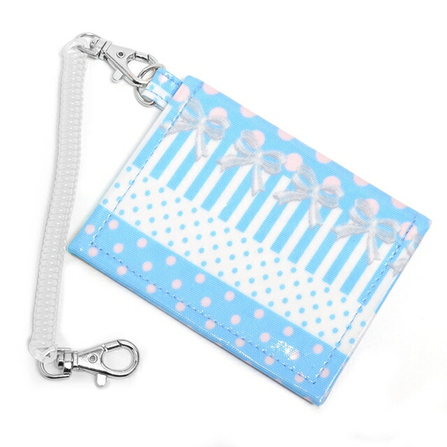 【楽天市場】パスケース ポルカドットとレースリボンに魅せられて (ライトブルー) 子供用 定期入れ パスケース チェーン付き ていき入れ パスケース かわいい キッズ パス ケース 小学生 ...