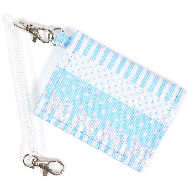 【楽天市場】パスケース 撥水 軽量 ポルカドットとレースリボンに魅せられて ライトブルー 子供用 キッズ 女の子 定期入れ チェーン付き ていき入れ パス ケース suica icoca ...