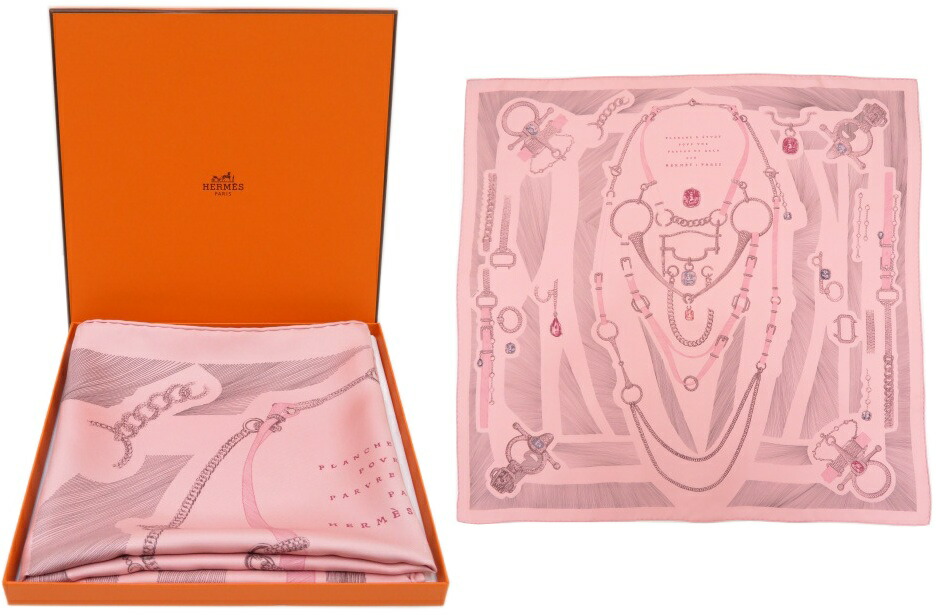 【楽天市場】HERMES スカーフ カレ90 ”Etude Pour une Parure de Gala” 正装のエチュード ピンク系【中古 ...