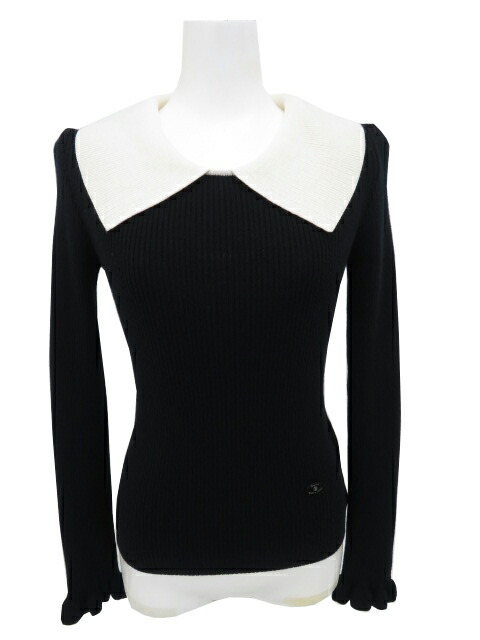 【楽天市場】Rene basic ビッグカラーニット ノワール×ホワイト 34 '22年 A1【中古】：セレブbyエンデバー