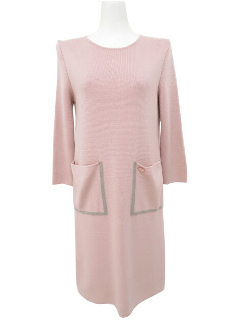 【楽天市場】Rene basic バックボタンニットワンピース ピンク×グレー系 34 '22年 A1【中古】：セレブbyエンデバー