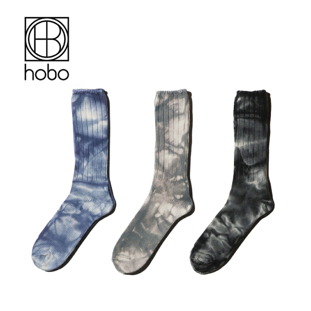【楽天市場】【HOBO / ホーボー】TIE-DYED CREW SOCKS C/N/PU ( HB-SO4501) タイダイ コットン ...