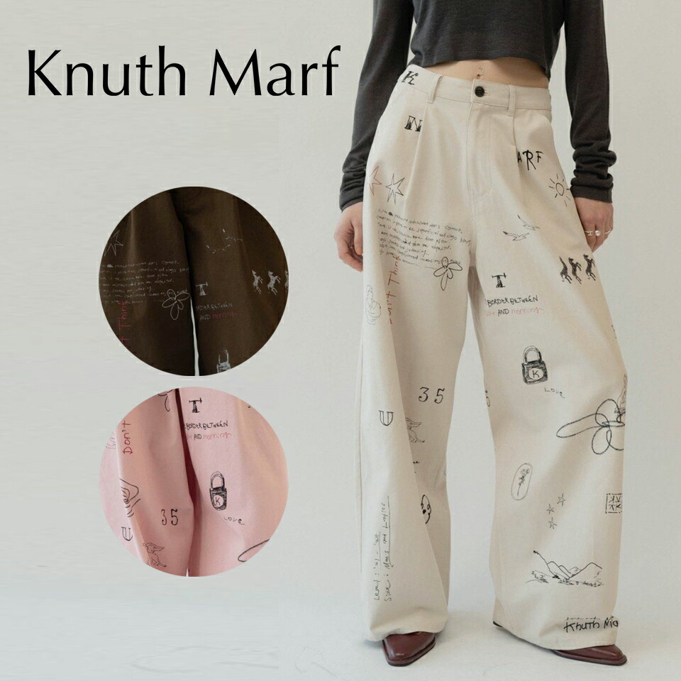 【楽天市場】Knuth Marf クヌースマーフ high waist tattoo pants(KotokaIzumi collab) / ハイウエスト タトゥー パンツ アイボリー ピンク ...