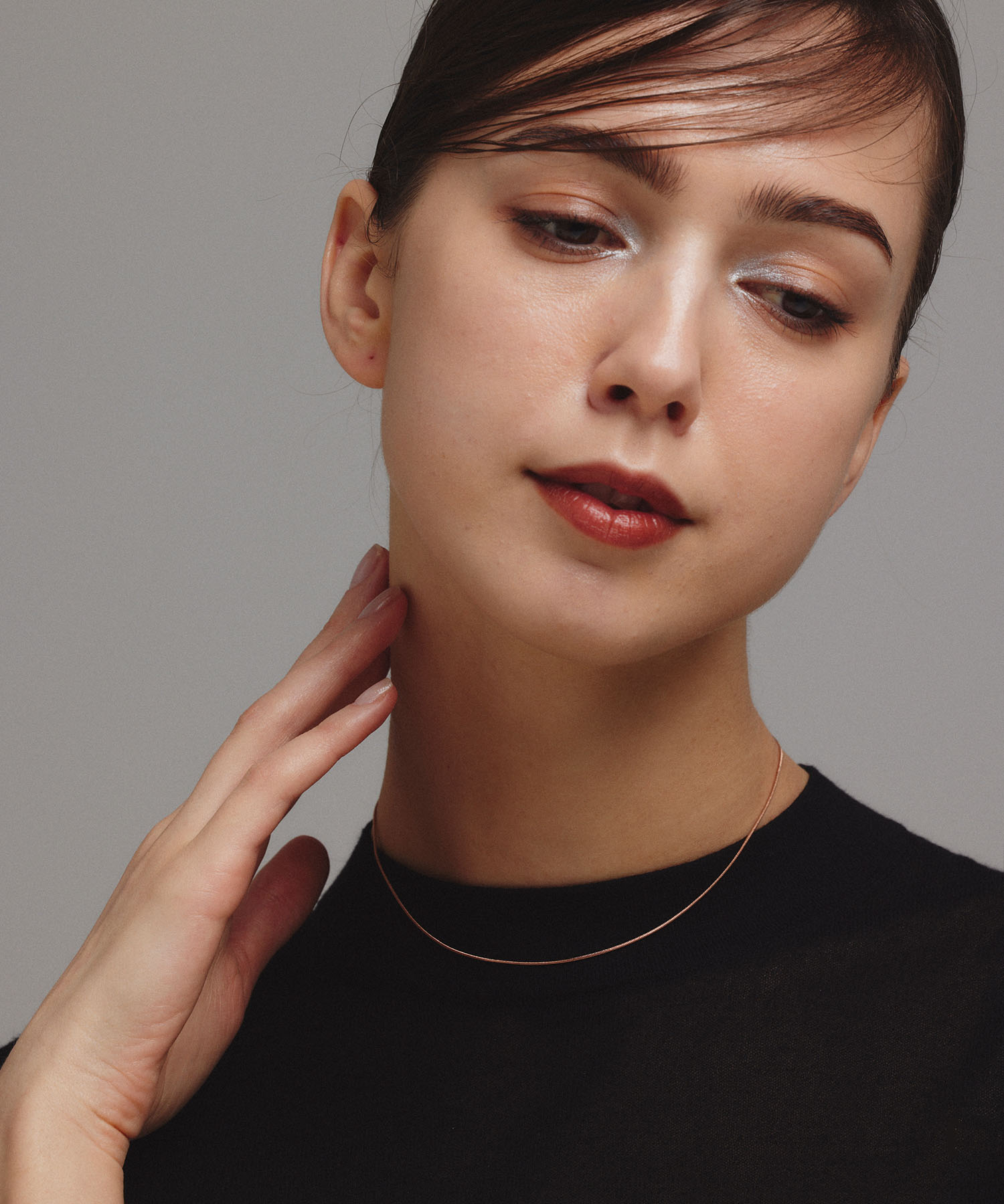 【楽天市場】【ピンクゴールド】0.8mmスネークチェーンネックレス/34cm | CENE セネ せね 金属アレルギー アレルギー対応 つけ ...