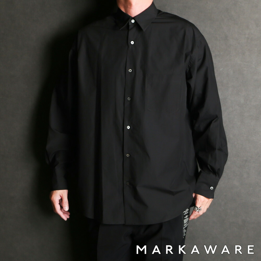 【楽天市場】【MARKAWARE/マーカウェア】COMFORT FIT SHIRT - BLACK / オーガニックGIZA80/1タイプライター - コンフォートフィットシャツ ...