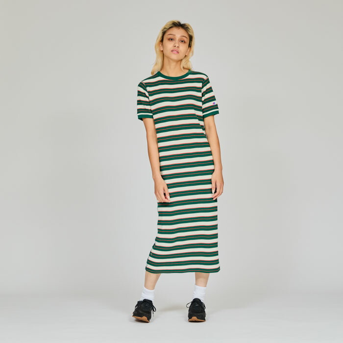 【楽天市場】【公式】チャンピオン【30%OFFセール】【 ストレッチ 】Champion ウィメンズ ボーダーワンピース 25SS(CW-B309)★ 半袖 Tシャツ メンズ レディース ...