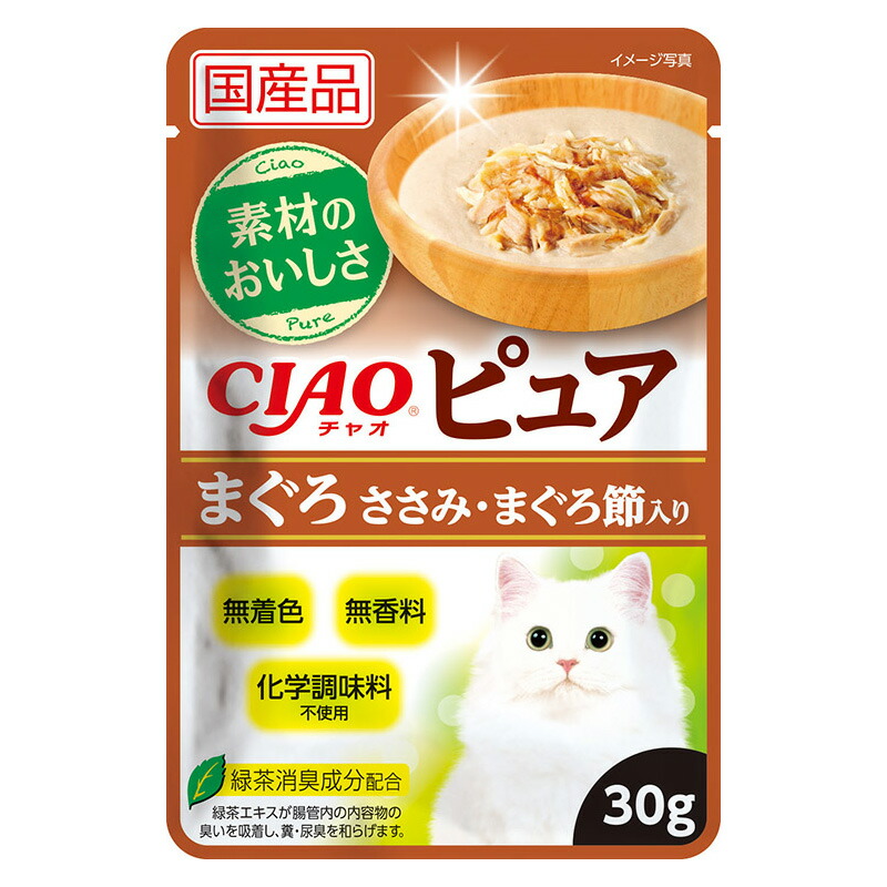 【楽天市場】CIAO ピュアパウチ まぐろ ささみ・まぐろ節入り 30g 関東当日便：charm 楽天市場店