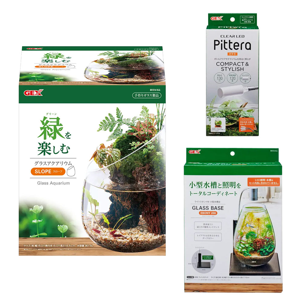 【楽天市場】GEX グラスアクアリウム スロープ ベース（エボニー）＆LEDライト付セット 関東当日便：charm 3980 楽天市場店