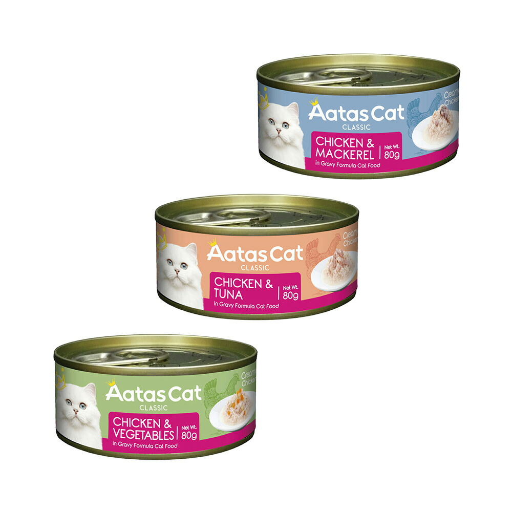 【楽天市場】Aatas アタス 猫缶 80g チキンとサバ ツナ 野菜 3種セット 関東当日便：charm 3980 楽天市場店