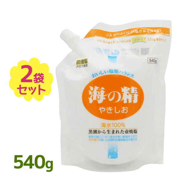 【楽天市場】塩 国産 海の精 やきしお 540g 2個セット スタンドパック 調味料 焼き塩 ソルト焼塩 やきじお さらさら 肉料理 ステーキ おにぎり：ライフスタイル＆生活雑貨のMoFu