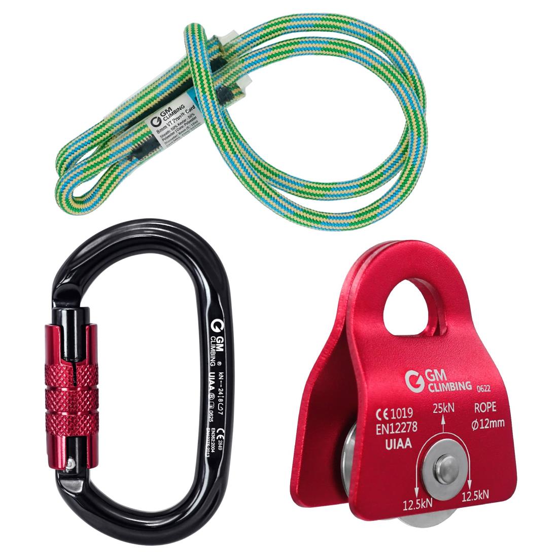 【楽天市場】GM CLIMBING CE UIAA 認証 ヒッチ スラックテンディング プーリー キット 25kN マイクロプーリー レッド ＆ 8mmプルージック ＆ 24kN O型 ...