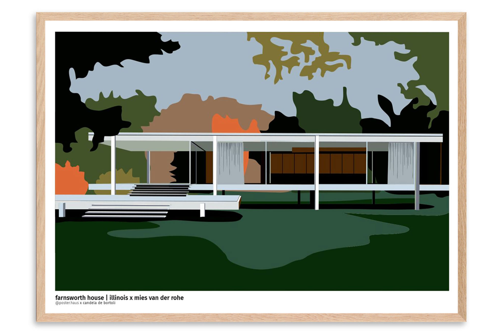 【楽天市場】Poster & Frame アートポスター 50×70cm Farnsworth house-Day 北欧 インテリア おしゃれ 人気 アートプリント 高品質 サイズ 送料無料 ...