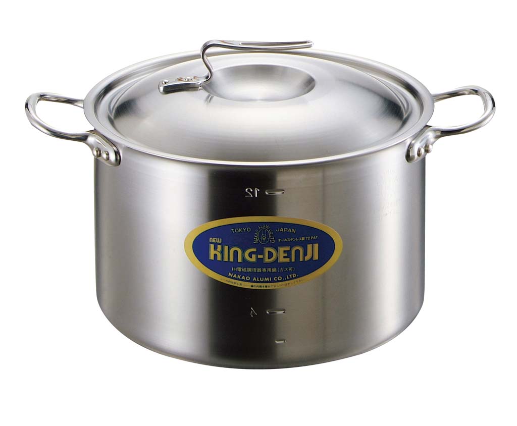 【楽天市場】【ポイント20倍】ニューキングデンジ 半寸胴鍋(目盛付)36cm [中尾アルミ製作所] 寸胴鍋EBM vol.24[93-2]IH・ガス兼用鍋：厨房の達人