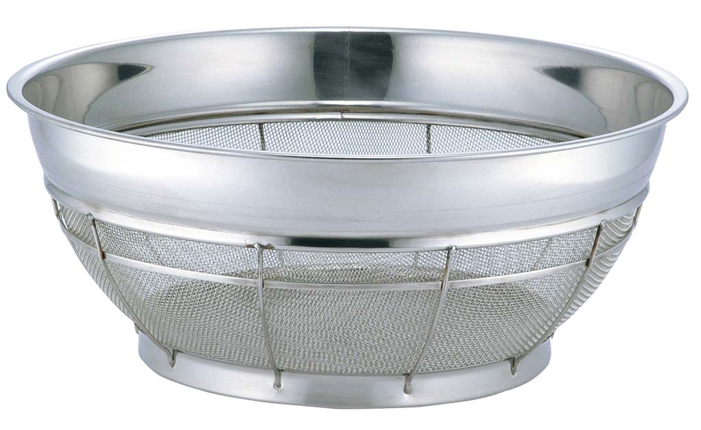 【楽天市場】【ポイント20倍】BK 18-8 カラーバー付 浅型ザル 荒目 43cm 6.5メッシュ ブルー [本間冬治工業] ザルEBM vol.24[439-8]水切り・ザル：厨房の達人