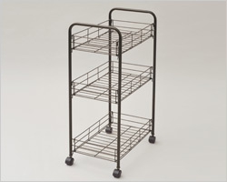 【楽天市場】山善(YAMAZEN) スチールワゴンラック 3段 キャスター付き RWR-3C(DBR) ダークブラウン キッチンワゴン ...